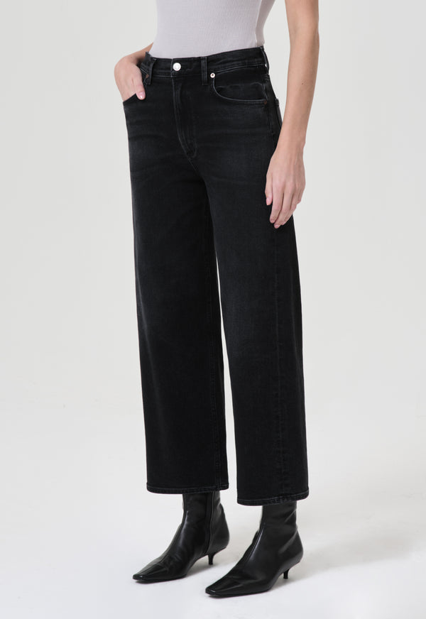 Agolde Ren high rise wide leg denim hush saturated black | Pipe and Row ...