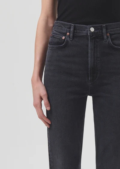 Agolde high rise stovepipe jeans washed black metal aspire | Pipe and ...