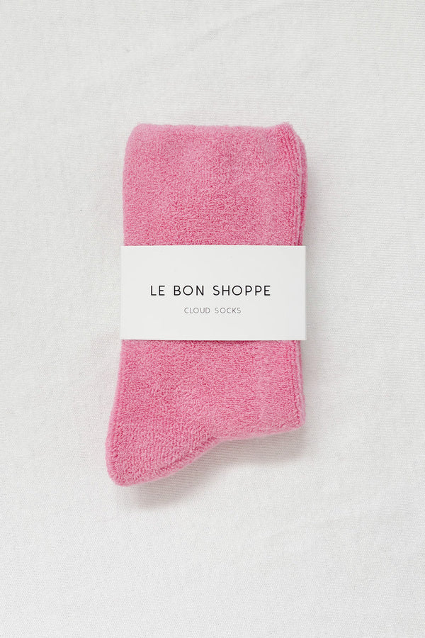 Le Bon Shoppe bubblegum pink terry comfy cozy terry cloth Cloud socks | Pipe and Row - PIPE AND ROW