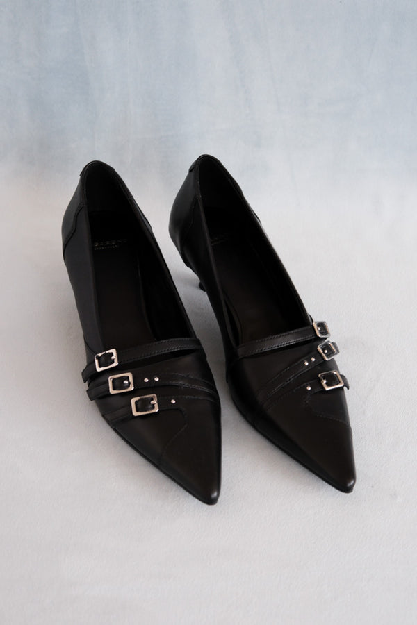 Vagabond Lykke kitten heels edgy pumps smooth black leather | Pipe and ...