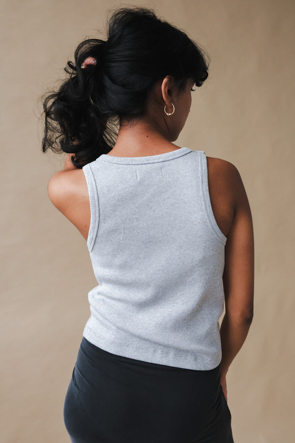 Still Here NYC Mississippi ribbed overall tank top grey | PIPE AND ROW ...