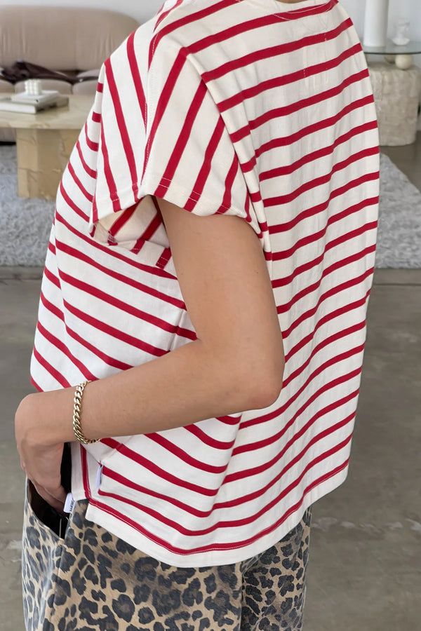 Le Bon Shoppe cropped capped sleeve Manon tee red stripe | Pipe and Row ...