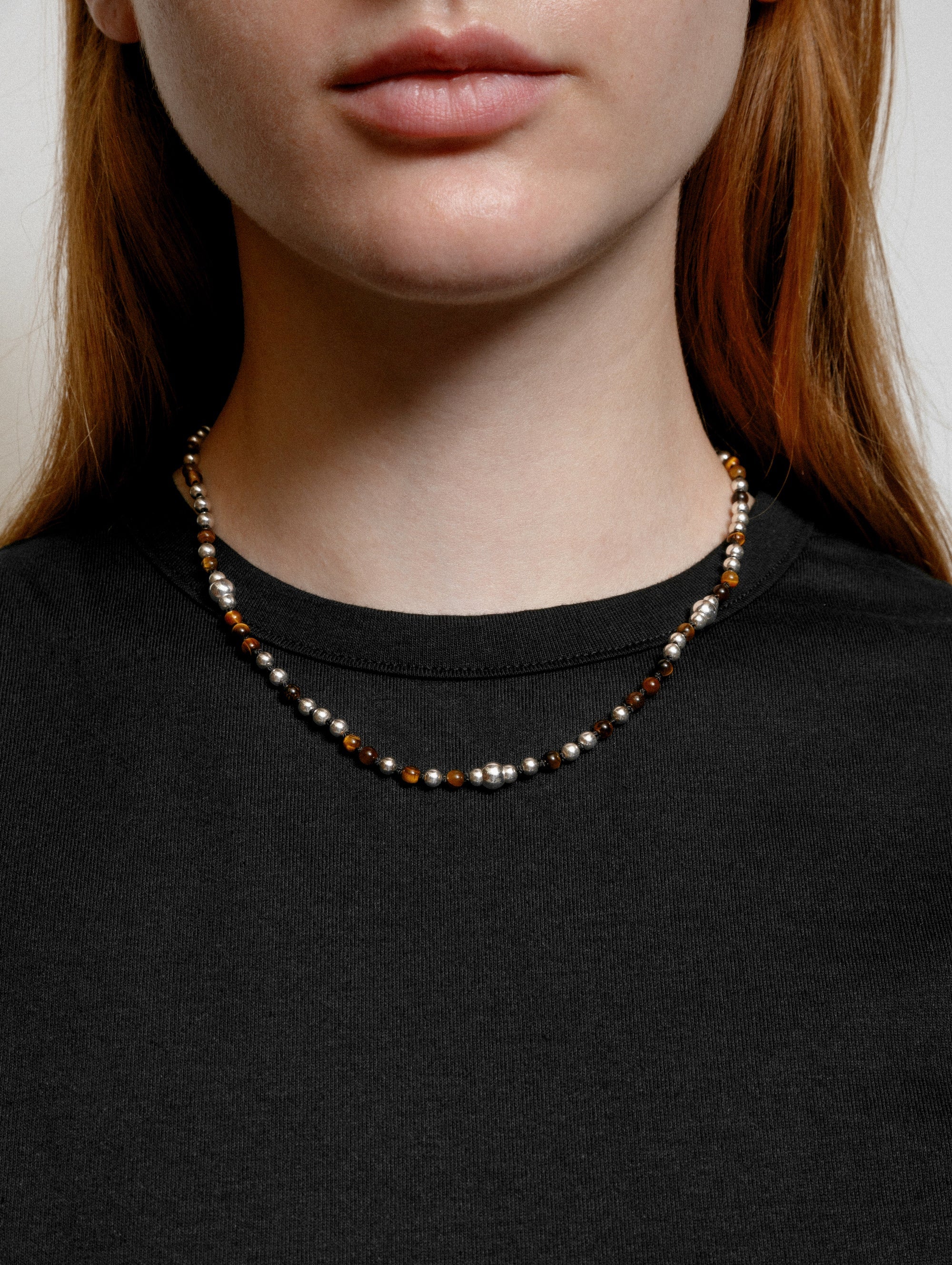 Wolf Circus Caleb knotted, tigers bead sterling silver necklace | Pipe ...