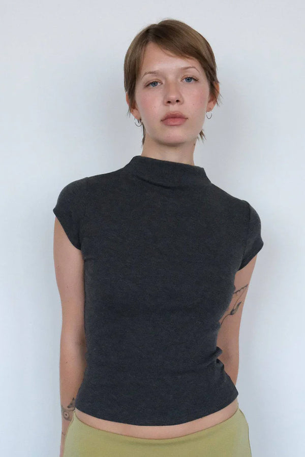 Geel graphite grey Gem tee fitted cap tee mock neck | Pipe and Row - PIPE AND ROW