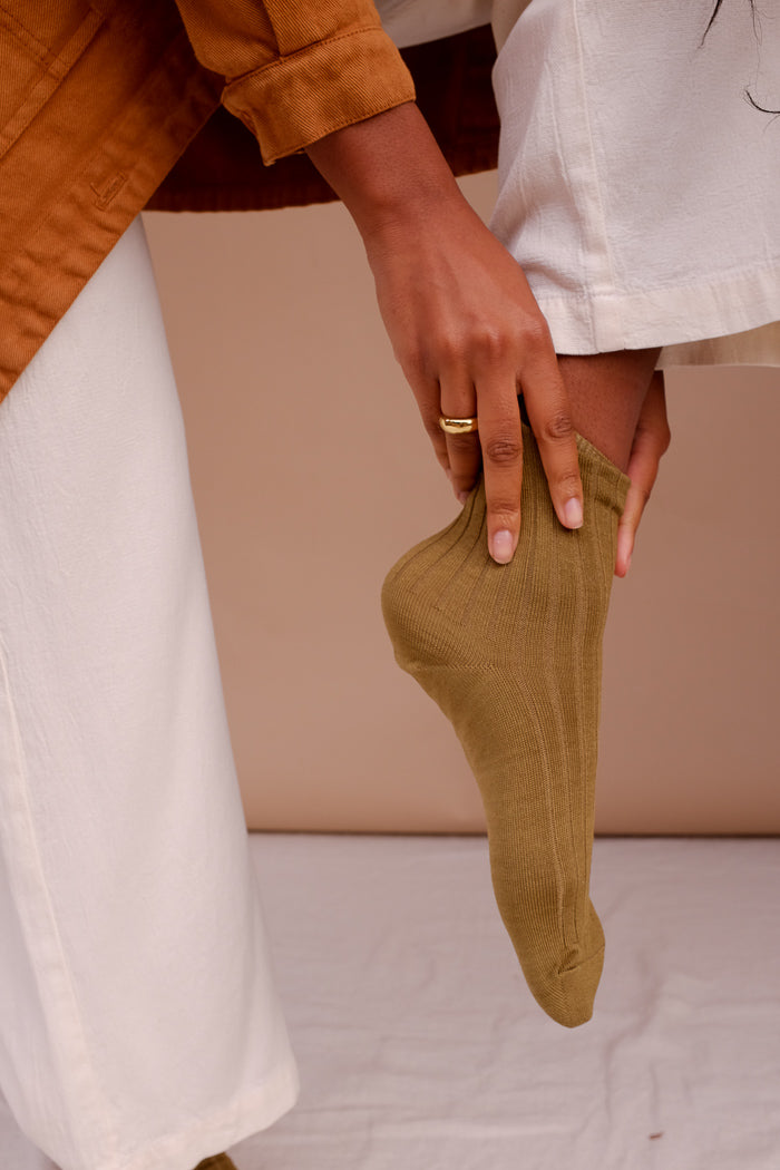 Le Bon Shoppe Her socks perfect height knit rib socks pesto green | Pipe and Row - PIPE AND ROW