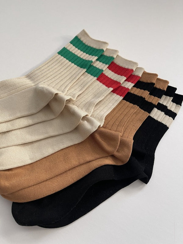 Le Bon Shoppe her varsity sock cream green stripes | Pipe and Row - PIPE AND ROW