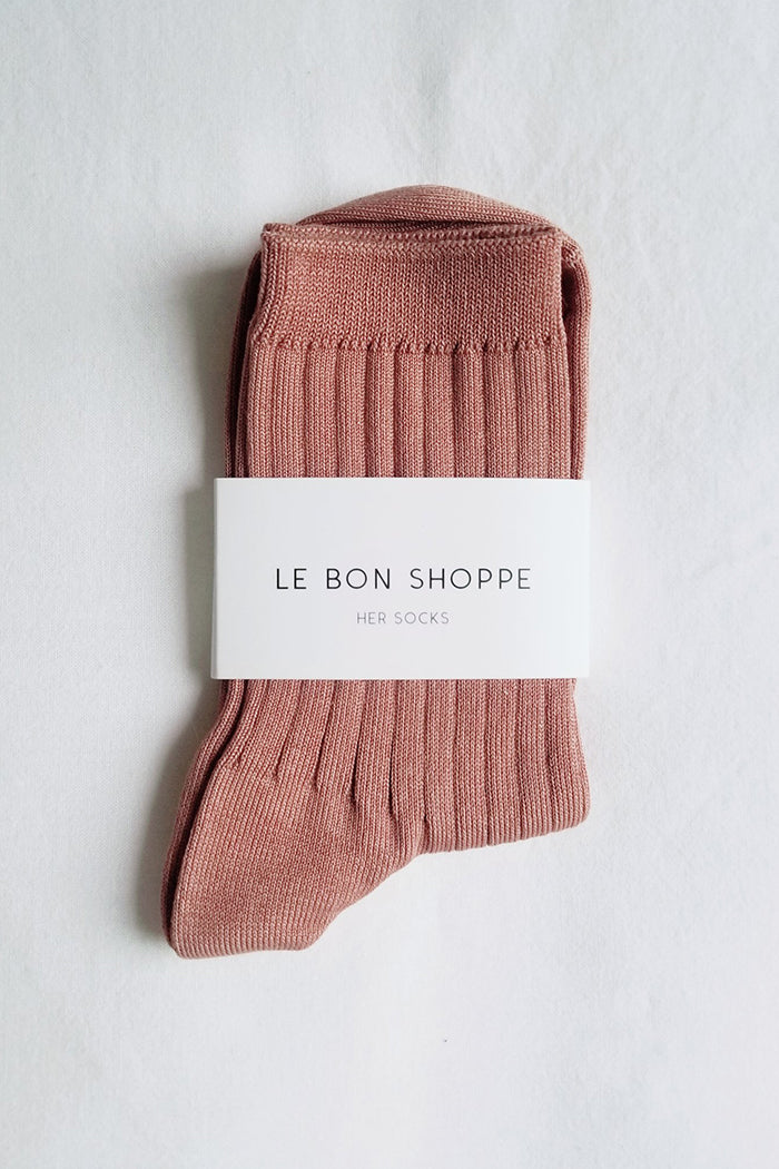 Le Bon Shoppe Her socks perfect height knit rib socks nude peach | Pipe and Row - PIPE AND ROW